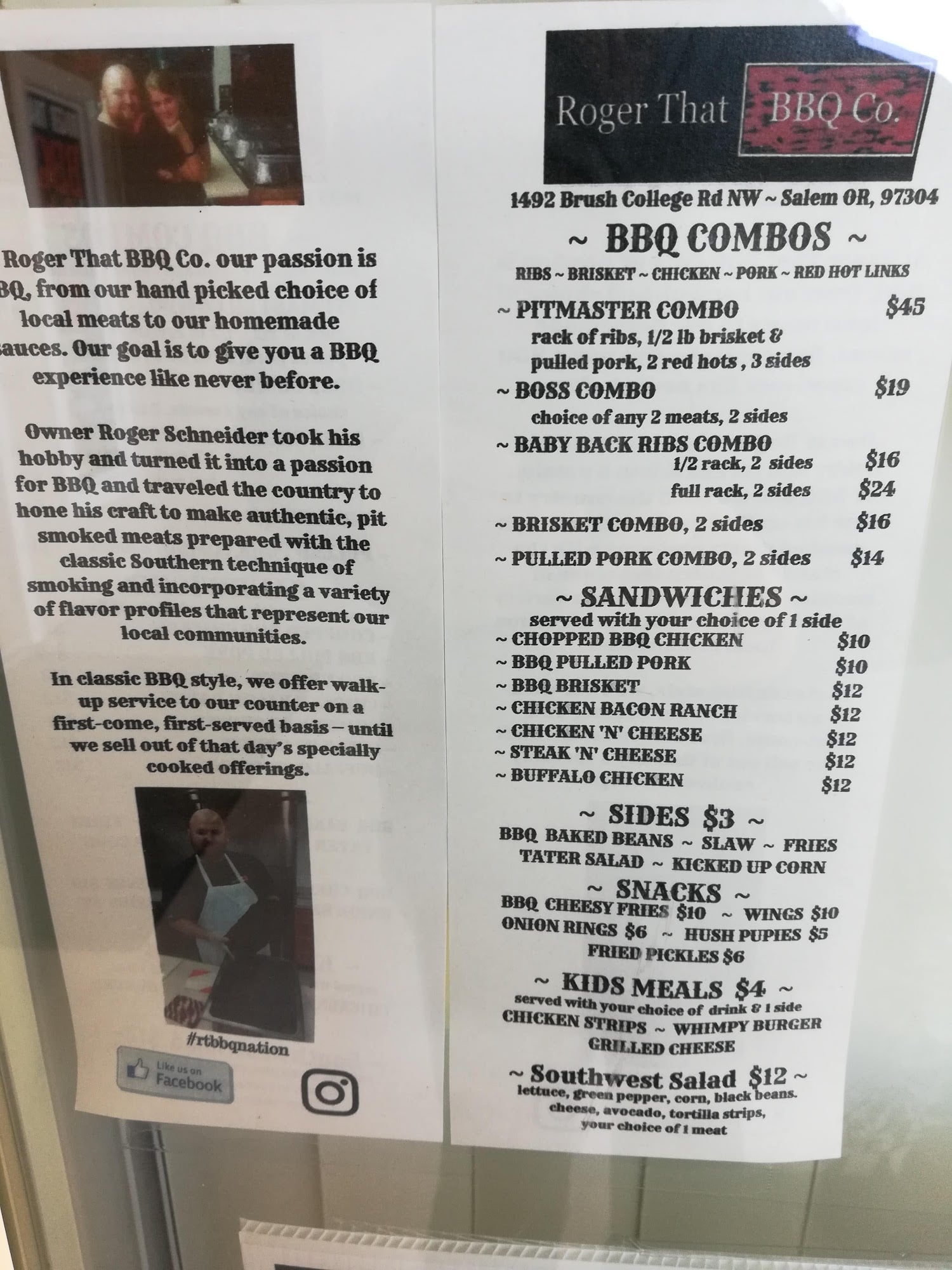 Roger That BBQ Menu (Updated 06/2026)